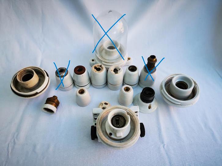 ≥ 10 vintage Porseleinen E27 lamphouder fitting rozet art deco — Antiek ...
