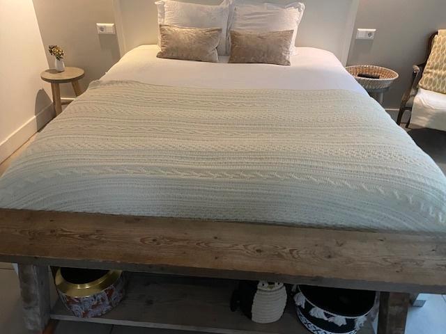 ≥ Witte gebreide katoenen woondeken / plaid. Cinderella ...