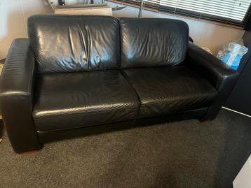 ≥ Mooie zwarte leren tweepersoonsbank — Banken | Bankstellen — Marktplaats