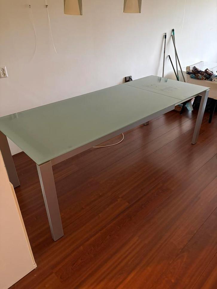 ≥ Calligaris uitschuifbare eettafel – glas & aluminium — Tafels ...