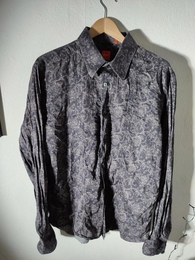≥ Hugo Boss overhemd blouse shirt XL print grijs paisley — Overhemden ...
