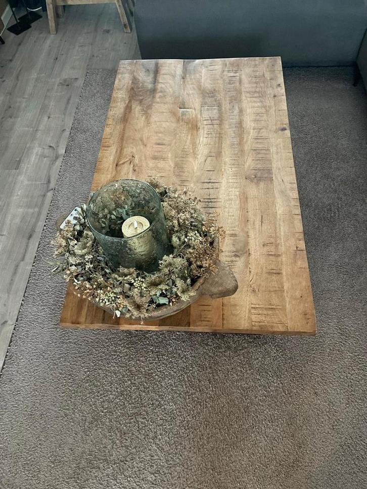 ≥ Salontafel mango hout 120x70 cm met stalen poot — Tafels ...