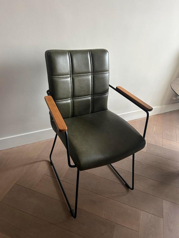 ≥ Set van 6 Goossens lederen eetkamerstoelen - donkergroen — Stoelen ...