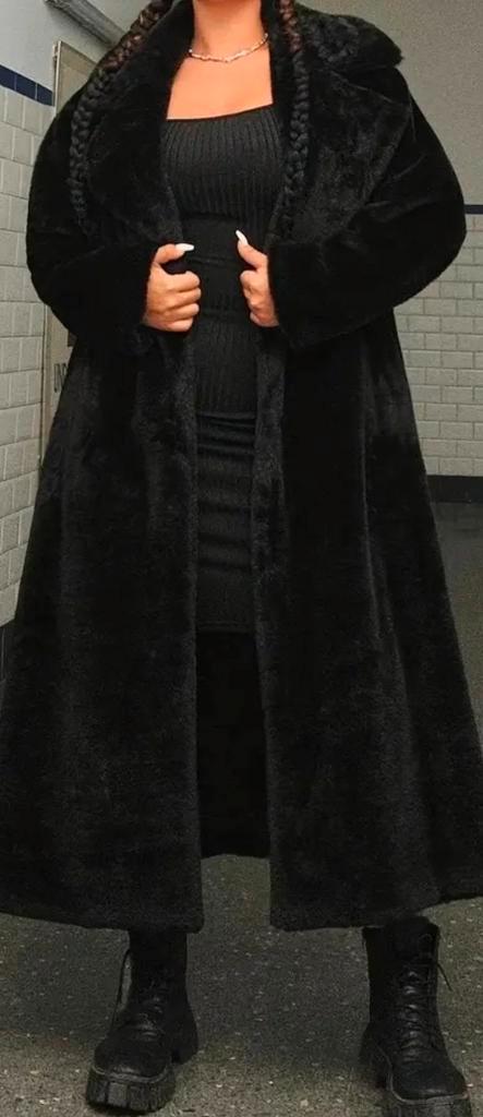 ≥ NIEUW! mt 54 56 (5xl) winterjas zwart fake fur bontjas — Grote Maten — Marktplaats