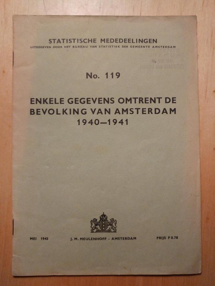 ≥ Gegevens omtrent bevolking van Amsterdam 1940-1941 (mei '43 ...