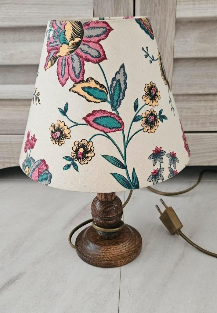 ≥ lamp 2x 1 eiken houten poot &bloemen afbeelding & Hanglamp — Antiek ...