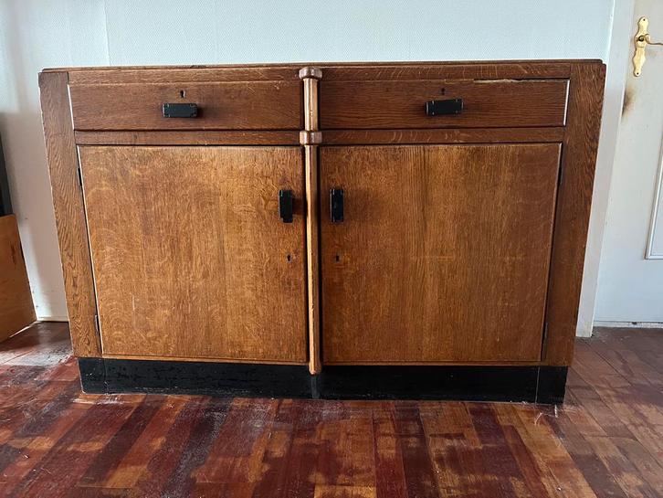 ≥ Vintage houten dressoir 140 cm – massief hout – Art Deco — Kasten ...