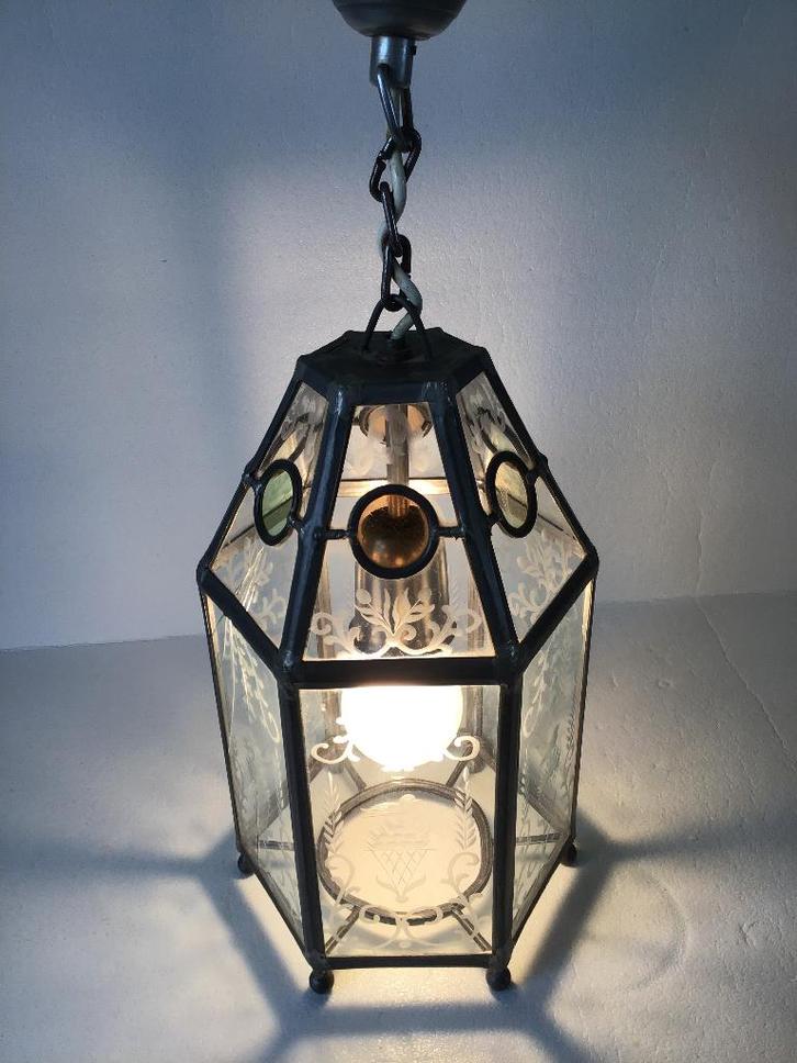≥ Art zeeco glas in lood lamp lantaarn — Antiek | Lampen — Marktplaats