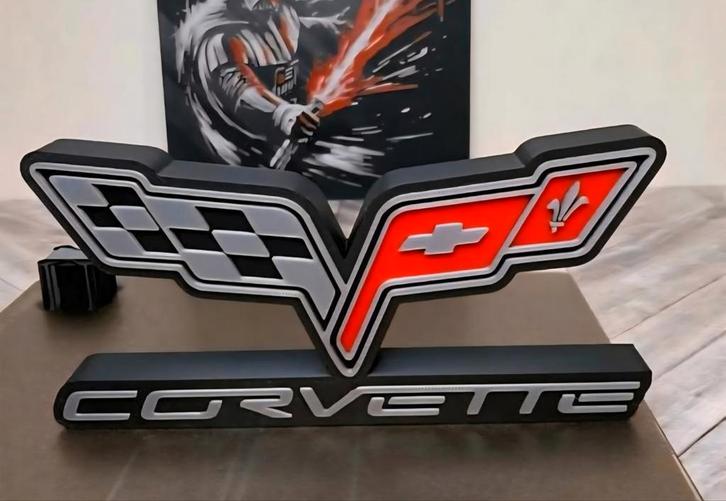 ≥ Corvette Logo Sign - Mancave Decoratie — Merken en Reclamevoorwerpen ...