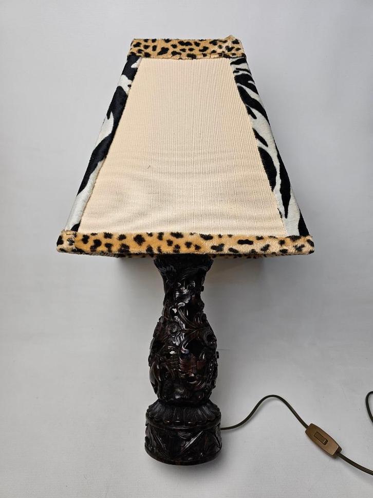 ≥ # Vintage Balinese Houten Tafellamp — Antiek | Lampen — Marktplaats