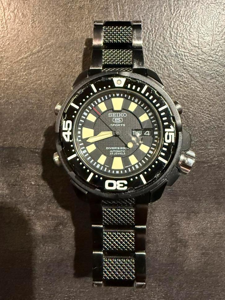 ≥ Seiko SKZ255 - 5 Sports All Black Franken Monster Rare — Horloges ...