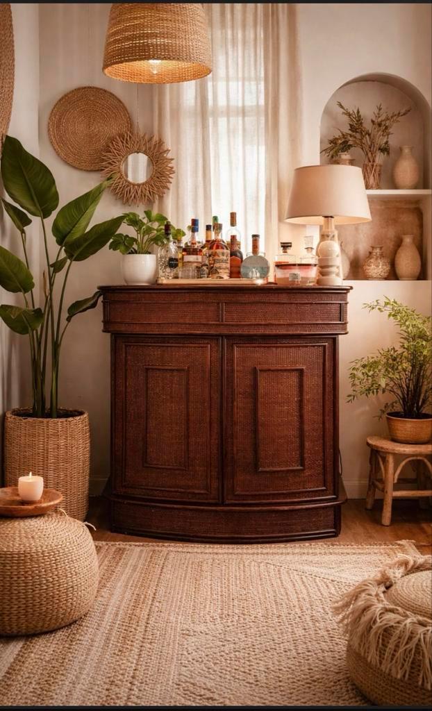 ≥ Stijlvol barmeubel van hout en rotan — Barren — Marktplaats