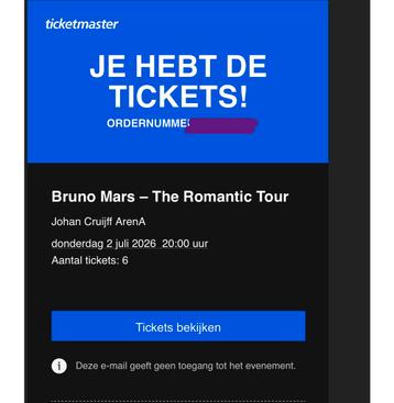 ≥ 1 Staanplaats Ticket Bruno Mars 2 Juli — Evenementen en Festivals ...