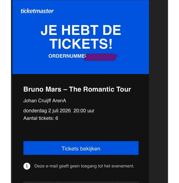 ≥ 1 Staanplaats Ticket Bruno Mars 2 Juli — Evenementen en Festivals ...